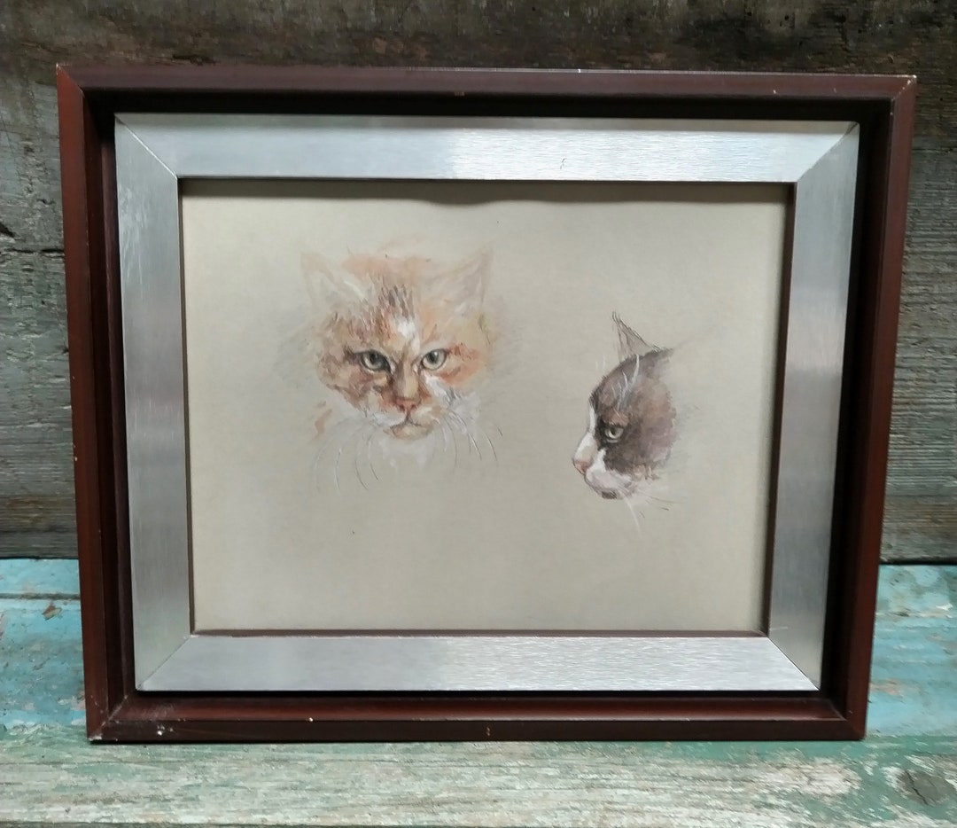 French Antique Cats Pastel Signed by the Listed French Artist Isabelle ...