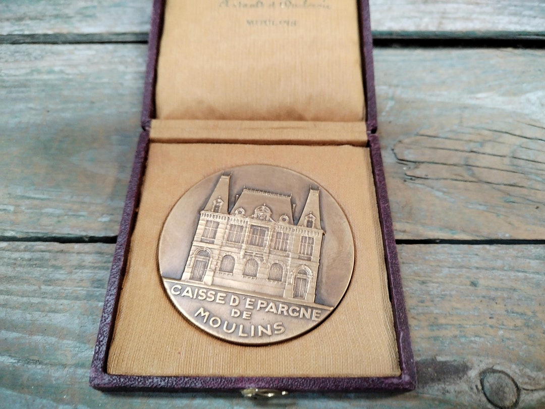 Vintage French Bronze Bank Caisse Epargne De Moulins 100 Anniversary ...