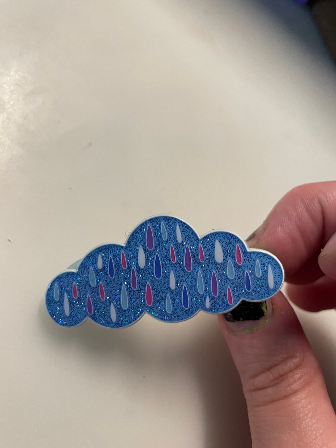 DISCONTINUED -in Stock- White Variant Glitter Raincloud Pin - Etsy