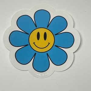 DISCONTINUED in Stock Blue Flower Power Vinyl Sticker - Etsy