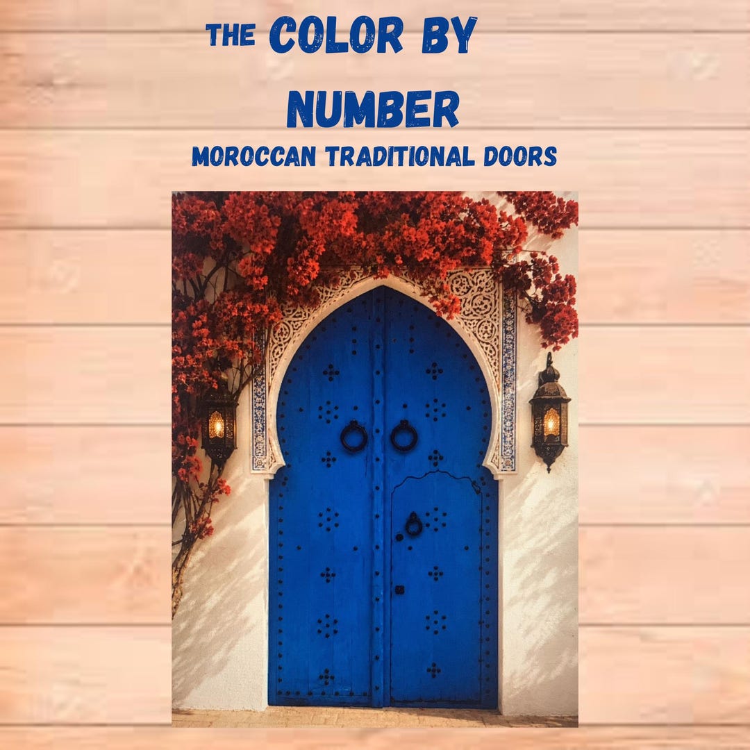 Moroccan Door Color by Number Printable PDF + PNG for iPad | Adult ...
