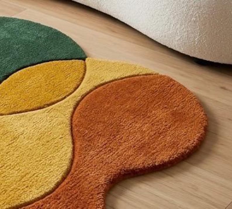Abstract Irregular Shape Tufted Rug, Multicolor Geometric Modern Carpet ...
