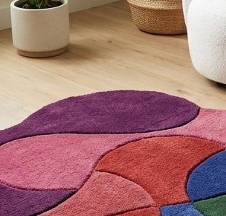 Abstract Irregular Shape Tufted Rug, Multicolor Geometric Modern Carpet ...