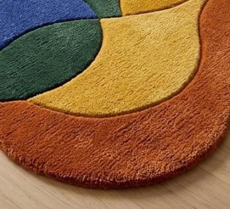 Abstract Irregular Shape Tufted Rug, Multicolor Geometric Modern Carpet ...