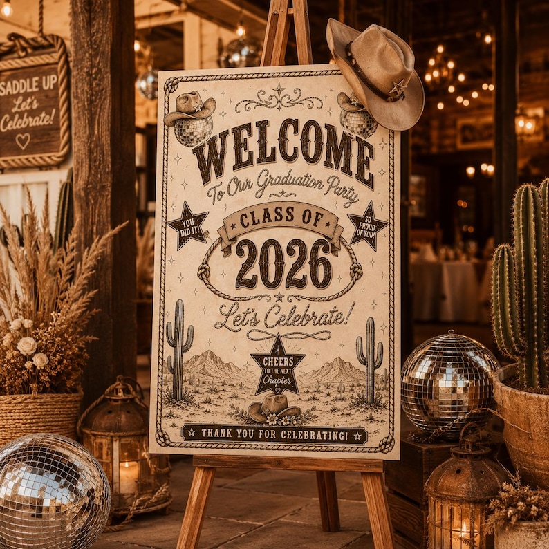 Western Graduation Invitation Editable Canva Template | Cowgirl Class ...