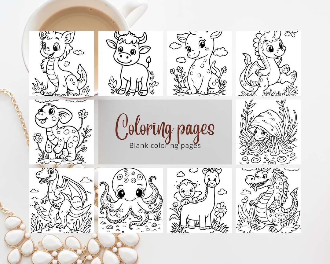 Animal Coloring Pages for Toddlers, Puppies, Cats, Rabbits, Dragons ...