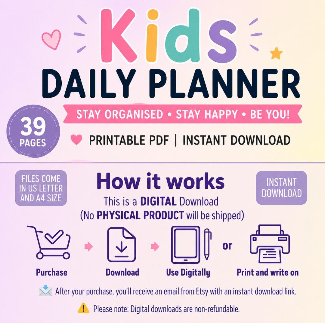 Kids Daily Planner Printable | Rainbow Routine Schedule (PDF Download ...