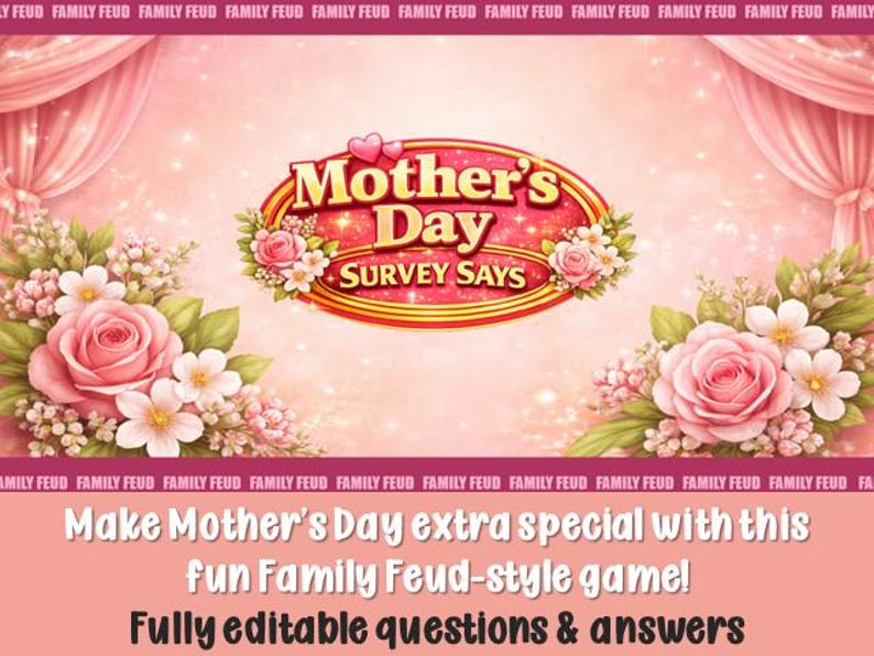 Mother's Day Family Feud Game Powerpoint | Survey Says Mom Party ...