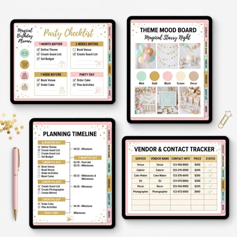 Digital Birthday Party Planner | Checklist, Budget, Guest List - Etsy
