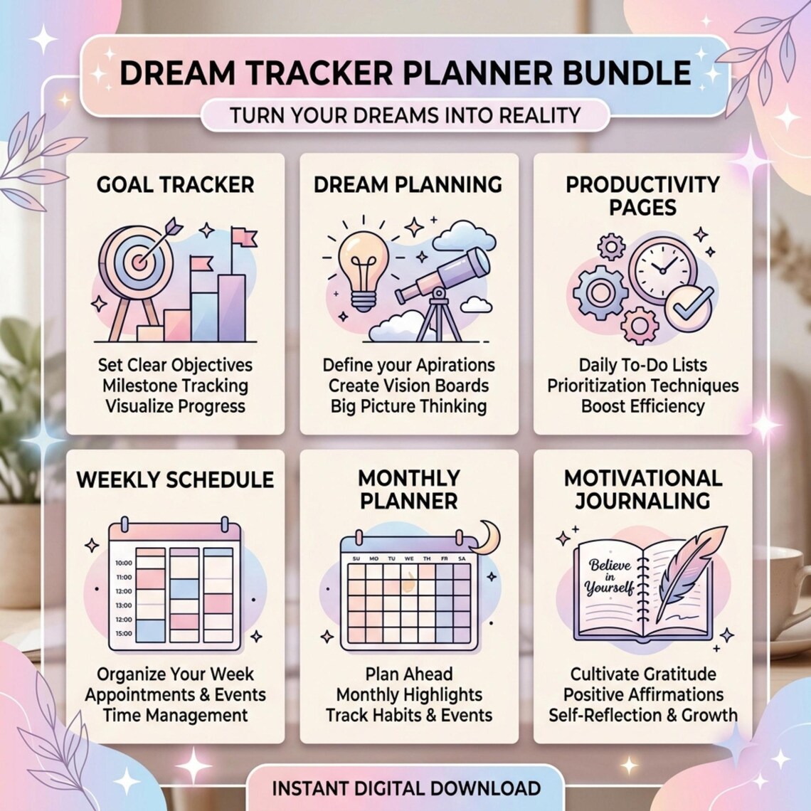 Dream Tracker Planner Printable | Goal Setting Journal, Habit Tracker ...