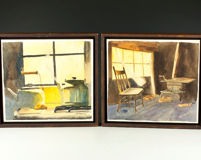 Pair Framed Mid-century Watercolor Paintings by Artist Ralph H ...