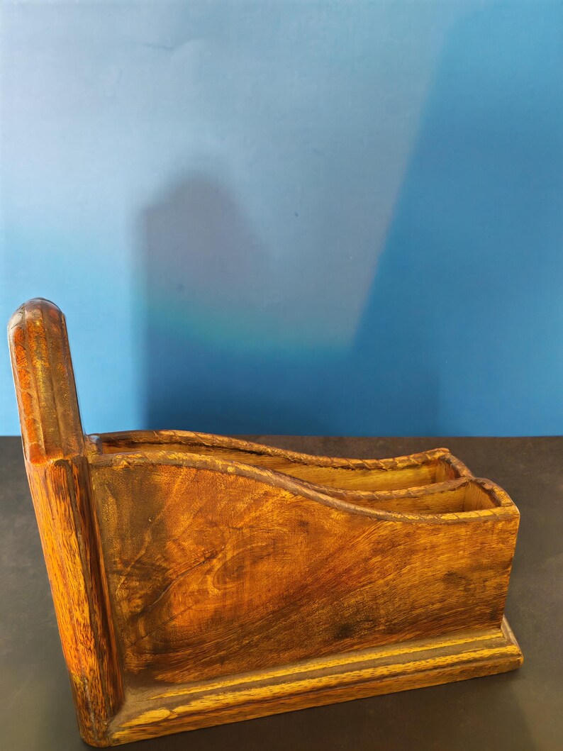 Vintage Solid Oak Letter Rack | Two-tier Desk Sorter, Metal Inlay ...