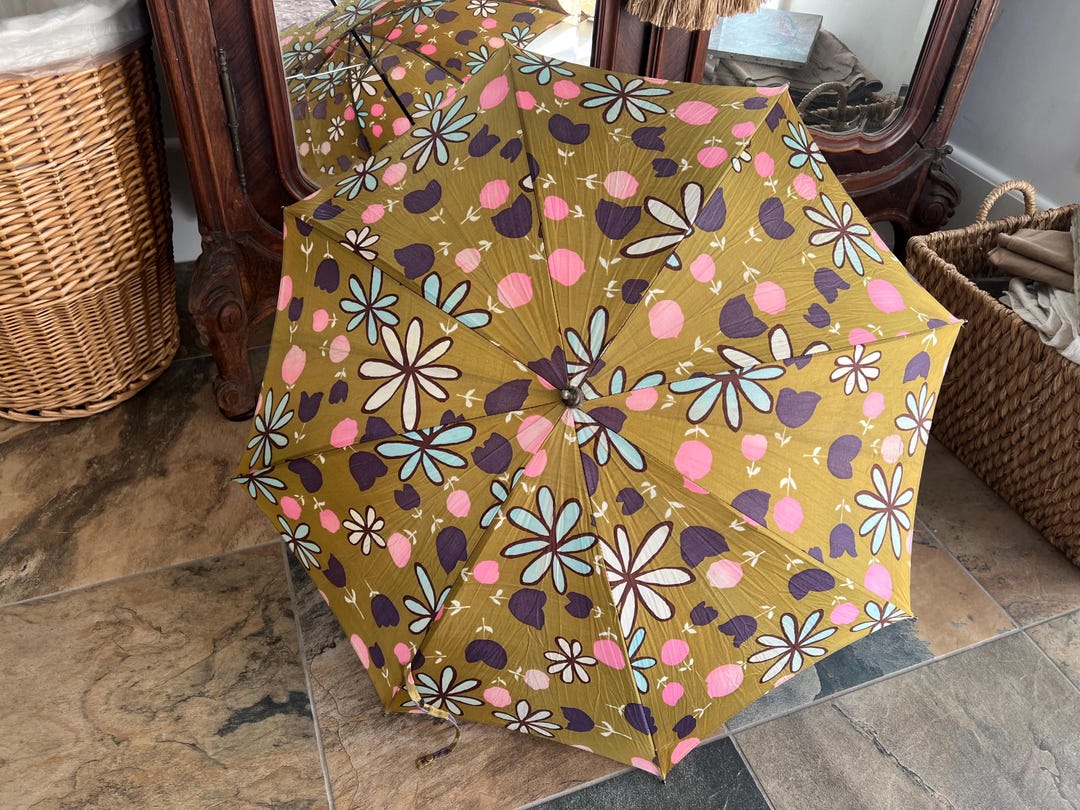 Vintage Umbrella 1960s Flowers Mod - Etsy