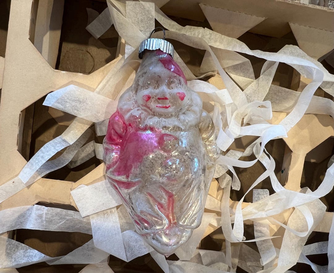 Antique Pink Ornament Victorian Feather Tree Clown Ornament Shabby ...
