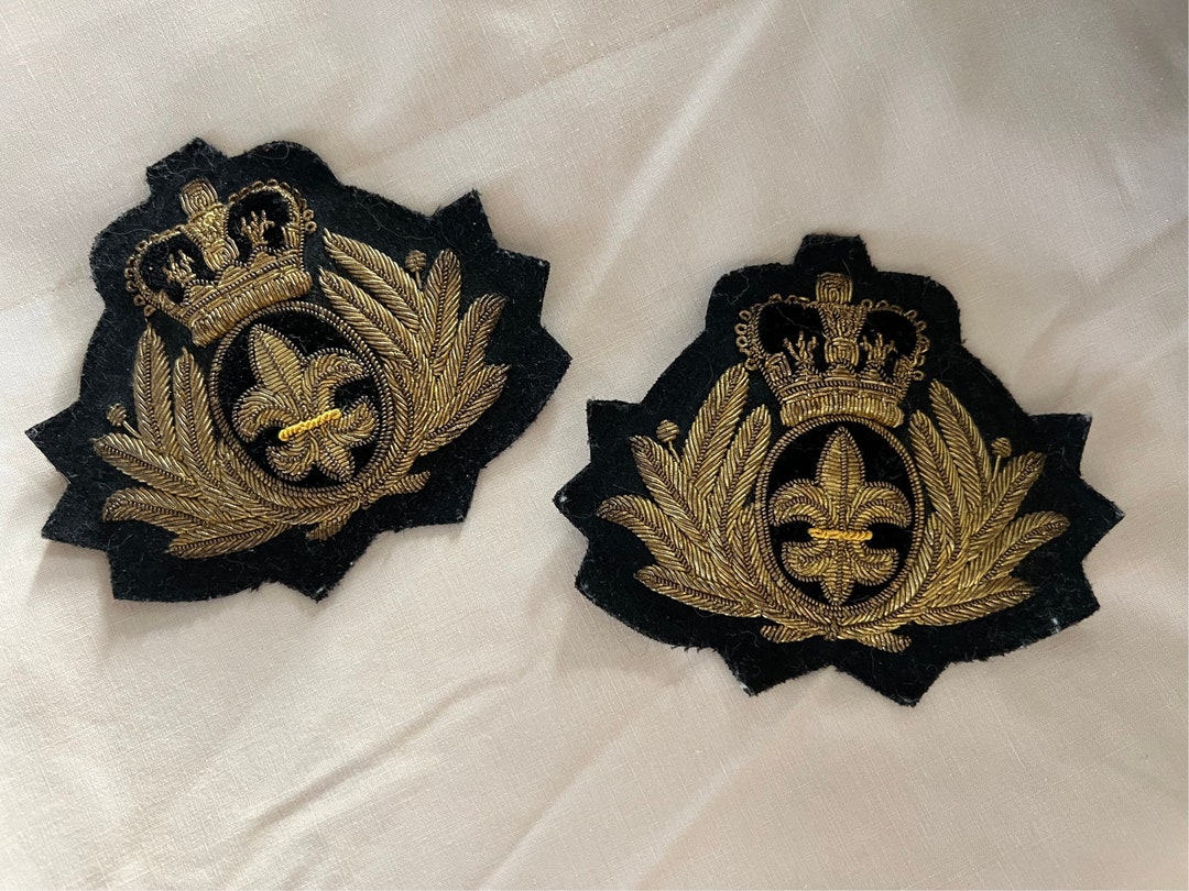 French Bullion Patch Crown Fleur De Lis Laurel Jacket Patch Gold ...