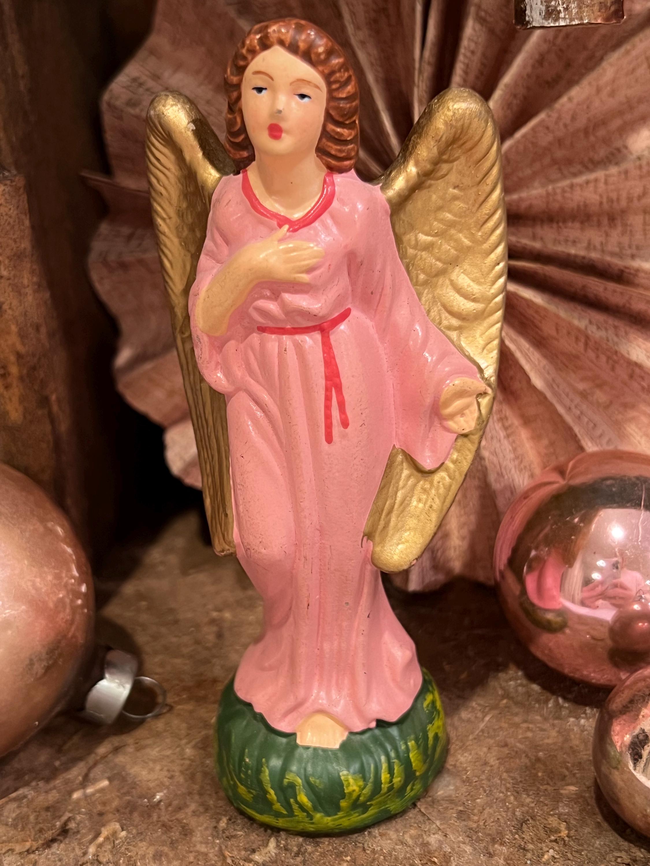 Vintage Putz Nativity Figure Angel Creche Manger Rustic French ...