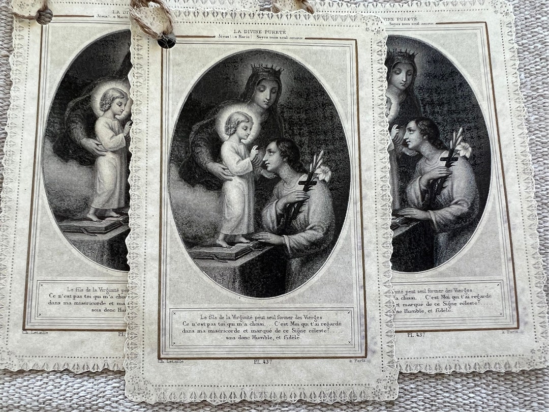 French Prayer Card Holy Card Gift Tag Catholic Religious Christmas ...