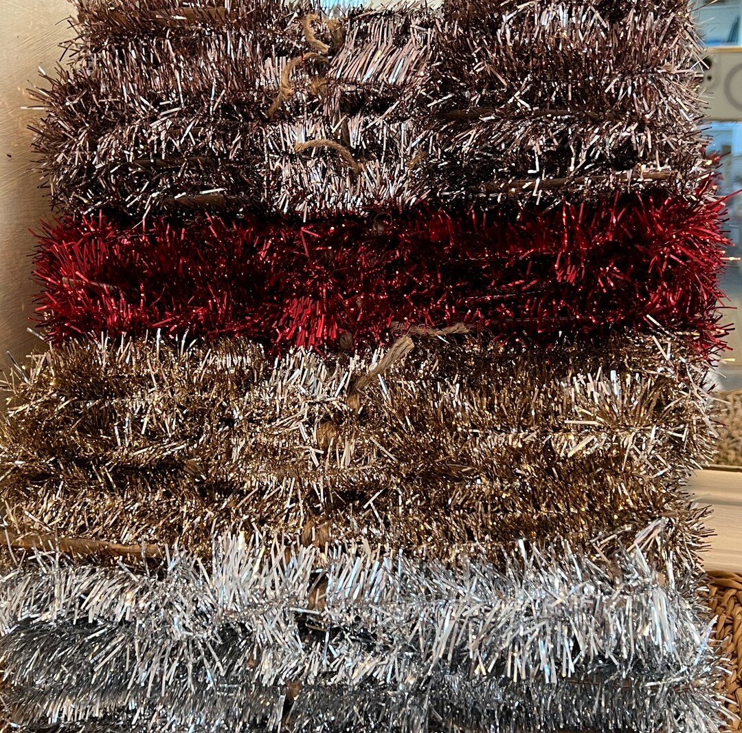 Vintage Christmas Tinsel Red Silver Pink Gold - Etsy