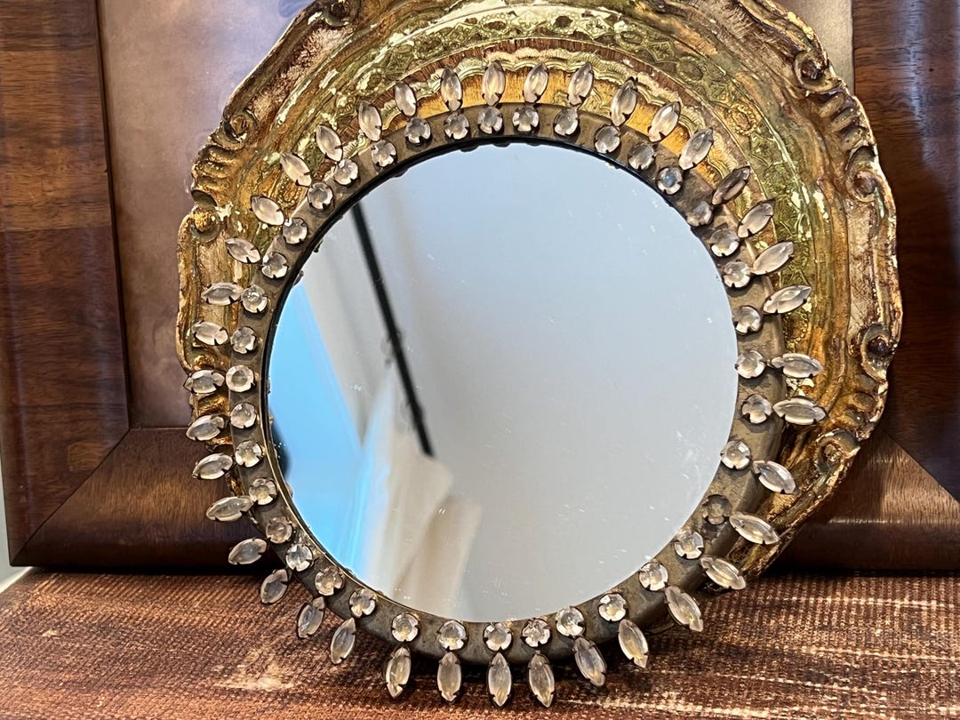 Vintage French Mirror Boudior Crystal - Etsy