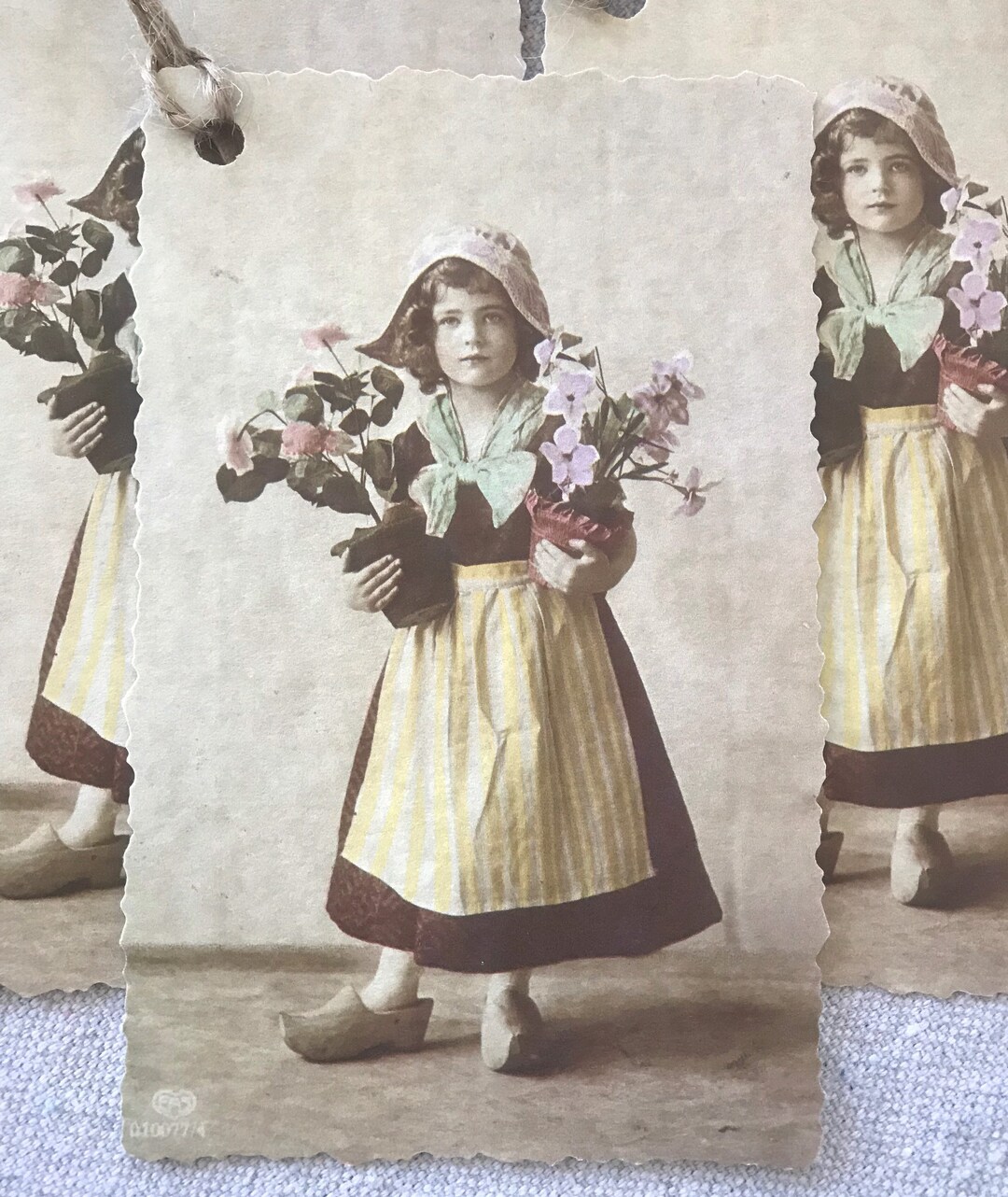 Christmas Gift Tags Dutch Girl With Flowers Garden Gardener Easter ...