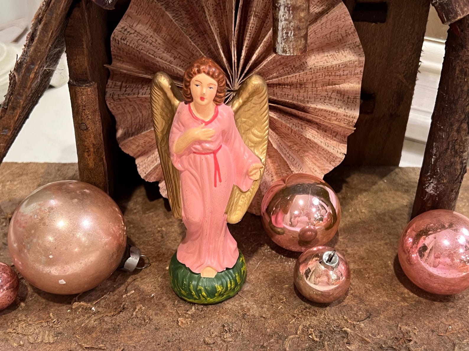 Vintage Putz Nativity Figure Angel Creche Manger Rustic French ...
