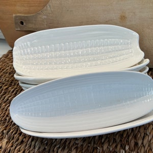 Ironstone Corn Dishes Porcelain White Sweet Corn Farmhouse Picnic ...