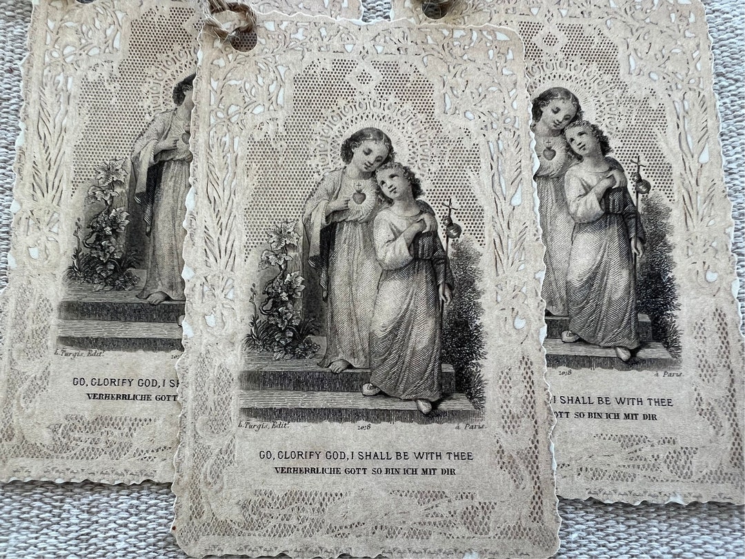 French Prayer Card Holy Card Gift Tags Religious Sacred Catholic Easter ...