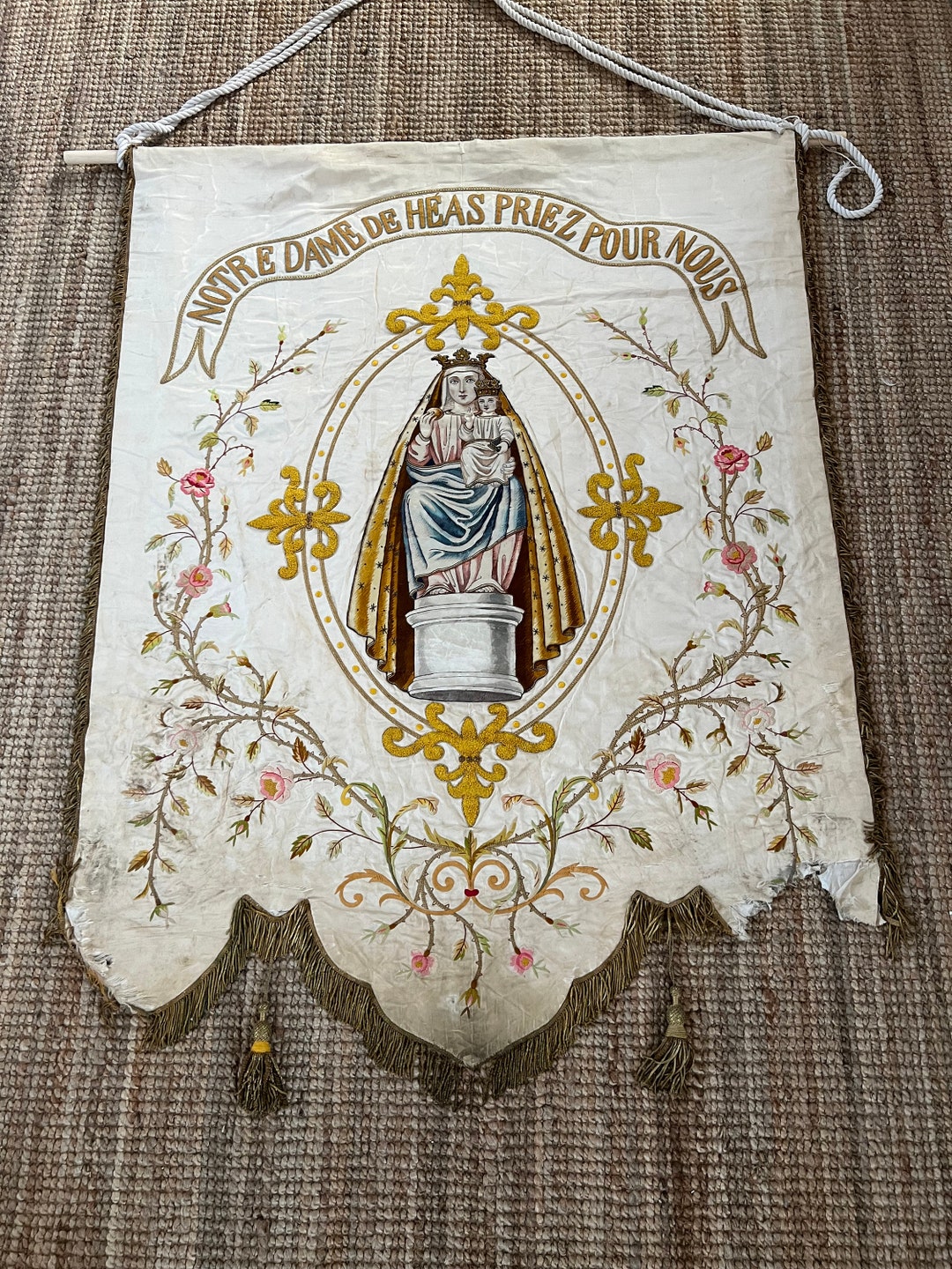 Vintage French Banner Catholic Pageant Bunting Prayer Card - Etsy