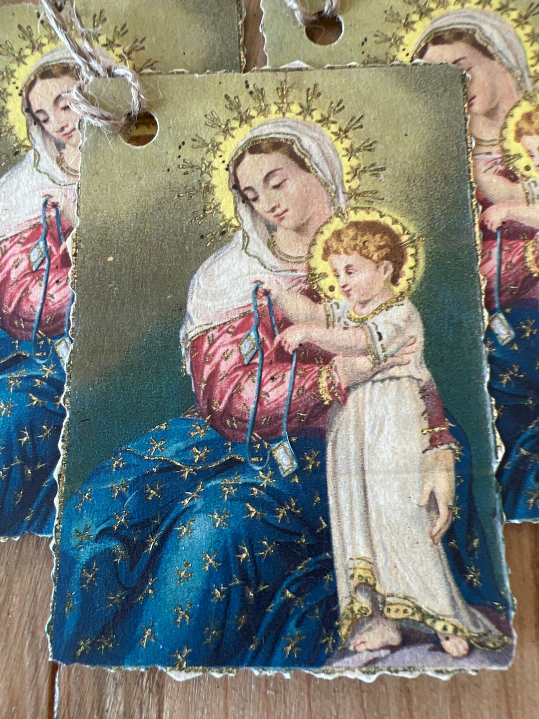 Vintage French Prayer Card Holy Card Gift Tag Card Mary Baby Jesus ...
