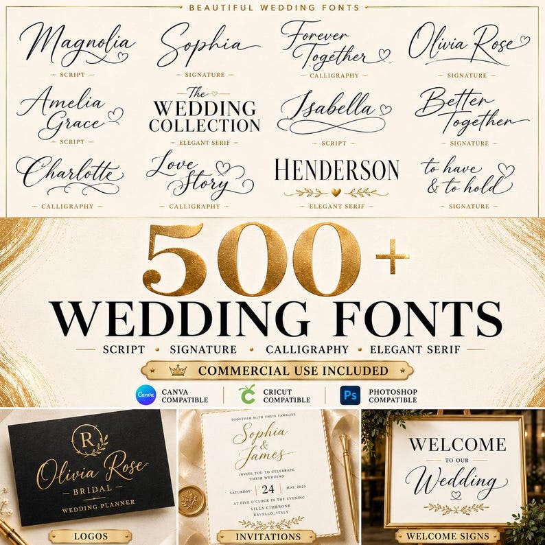 500+ Wedding Fonts Bundle | Signature Fonts | Calligraphy Fonts ...