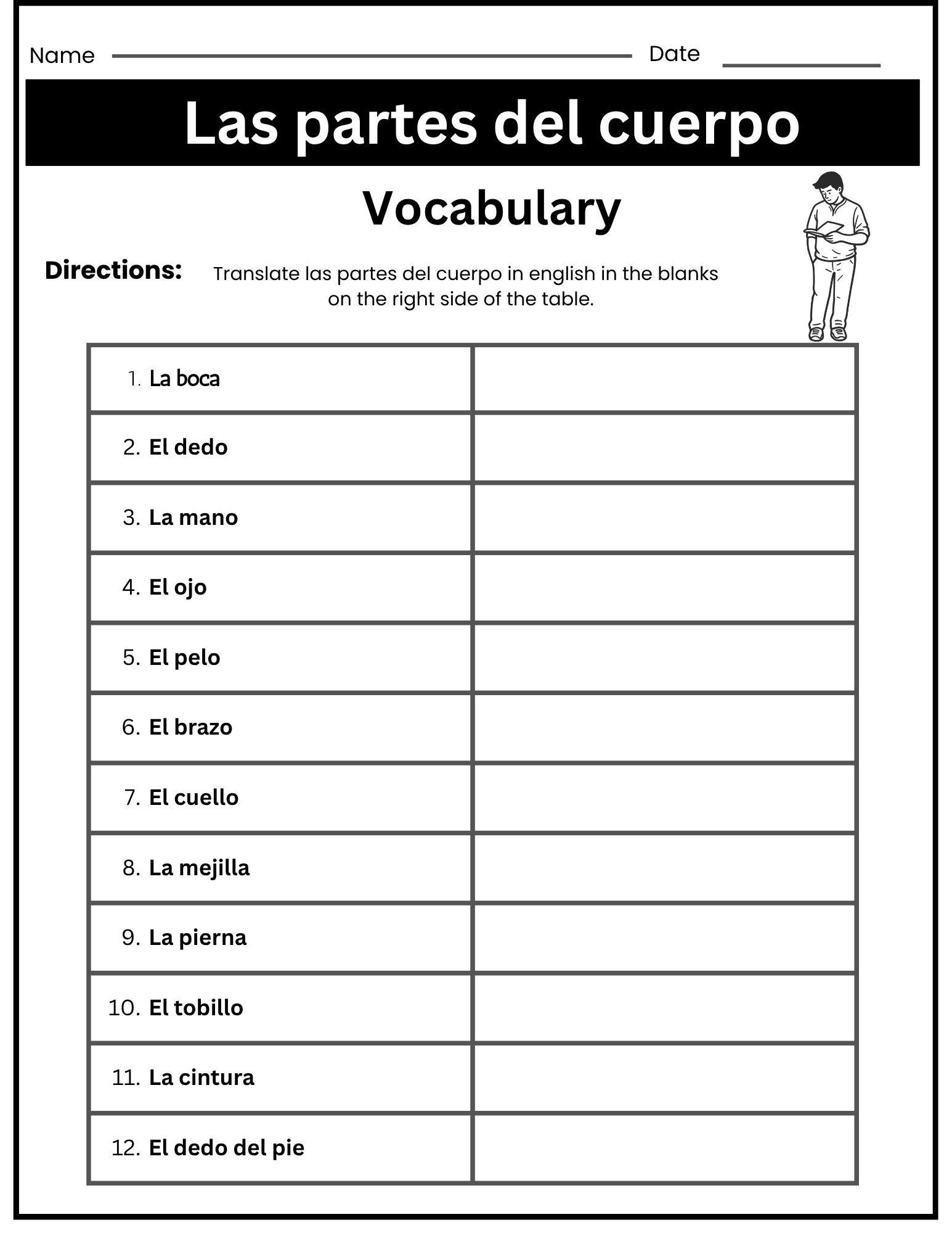 Spanish Body Parts Worksheet Bundle | Las Partes Del Cuerpo Activities ...