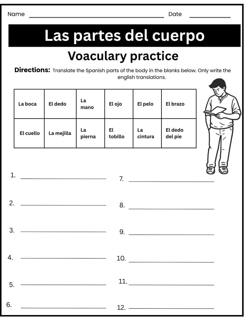 Spanish Body Parts Worksheet Bundle | Las Partes Del Cuerpo Activities ...