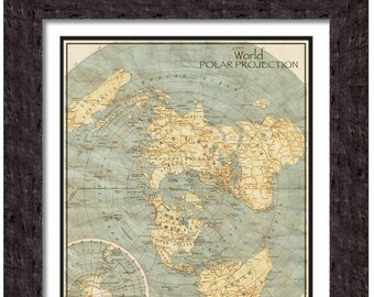 Polar Projection World Map | Etsy