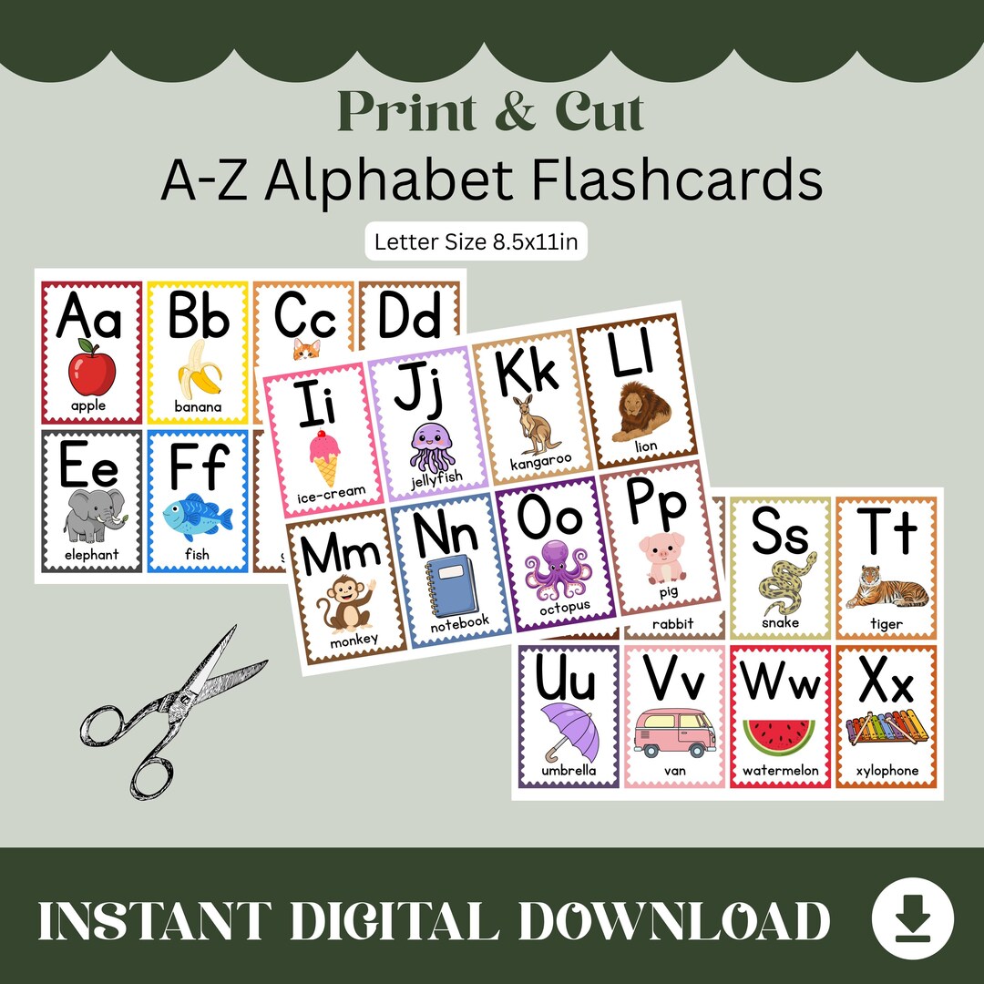 A-Z Alphabet Flashcards for Preschool Learning (digital Download) - Etsy