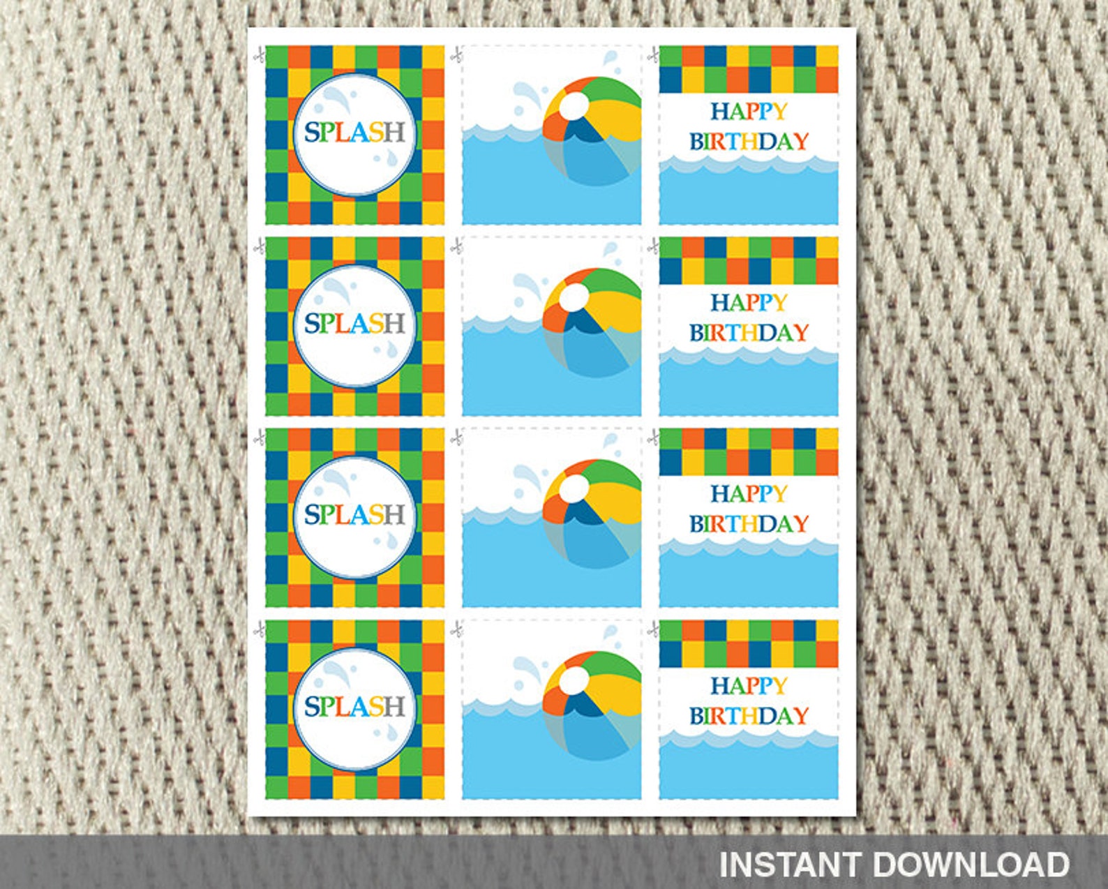 Favor Tags Stickers Pool Party Make a Splash Beach | Etsy