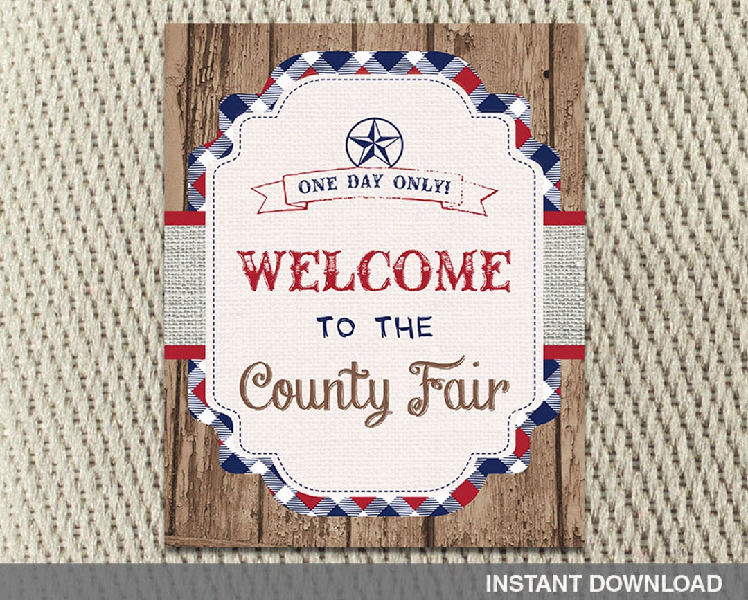 16x20 Poster - County Fair - Farm - Fall - Navy- Red -patriotic- Rustic ...