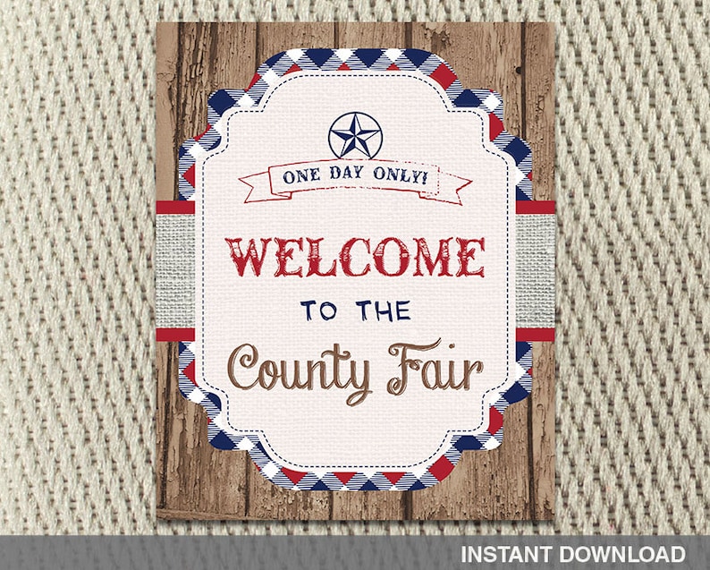 16x20 Poster - County Fair - Farm - Fall - Navy- Red -patriotic- Rustic ...