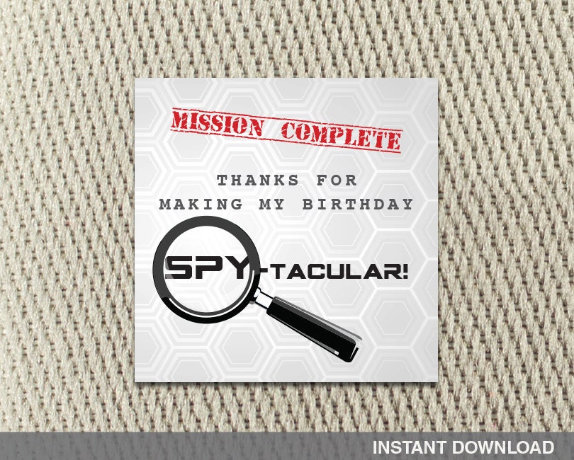 Thank You Tags Stickers Secret Agent Spy Mission - Etsy
