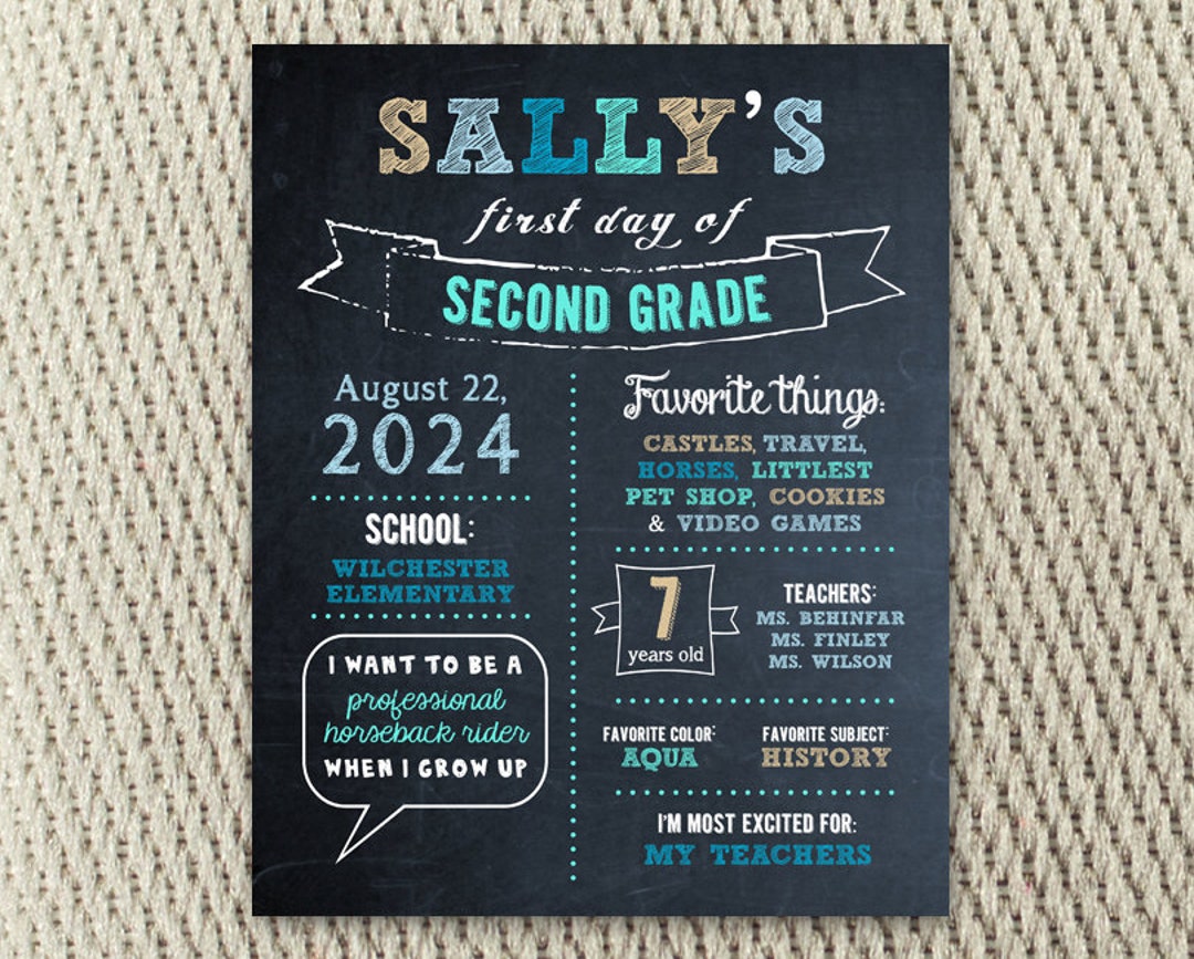 Beach Waves First Day of School Chalkboard Sign: 8x10 Digital File - Etsy