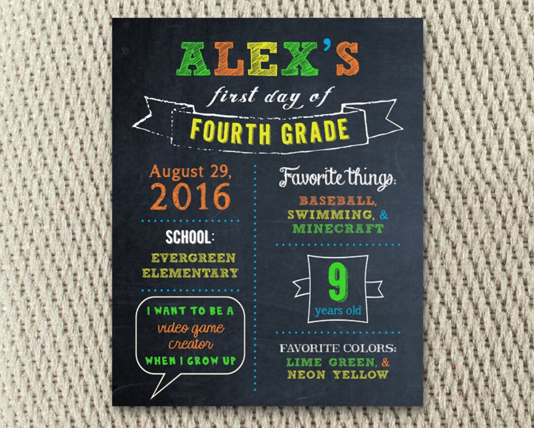 Neon First Day of School Chalkboard Sign: 8x10 Digital File - Etsy