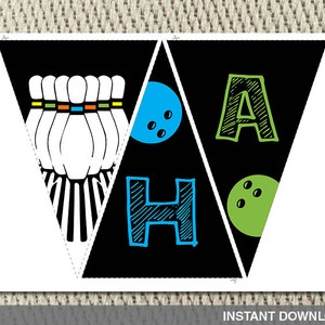 Pennant Banner - Bowling - Strike - Let's Bowl - Happy Birthday ...
