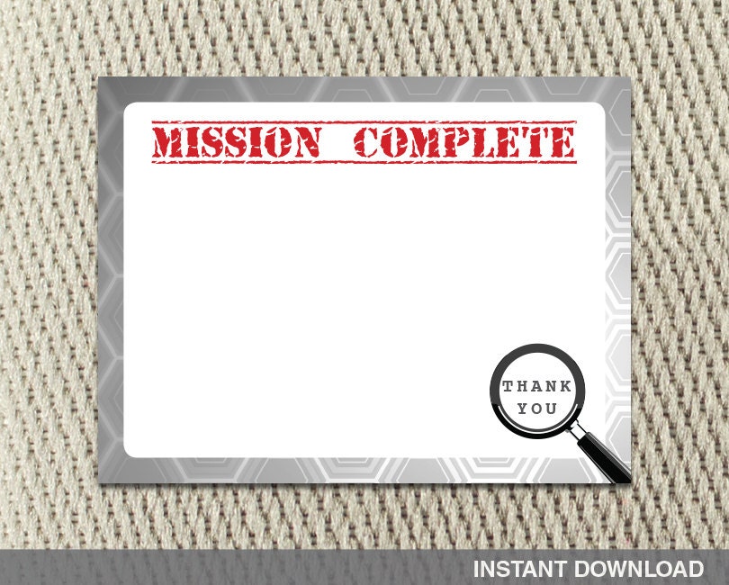 Thank You Card Secret Agent Spy Mission Impossible Happy Birthday ...