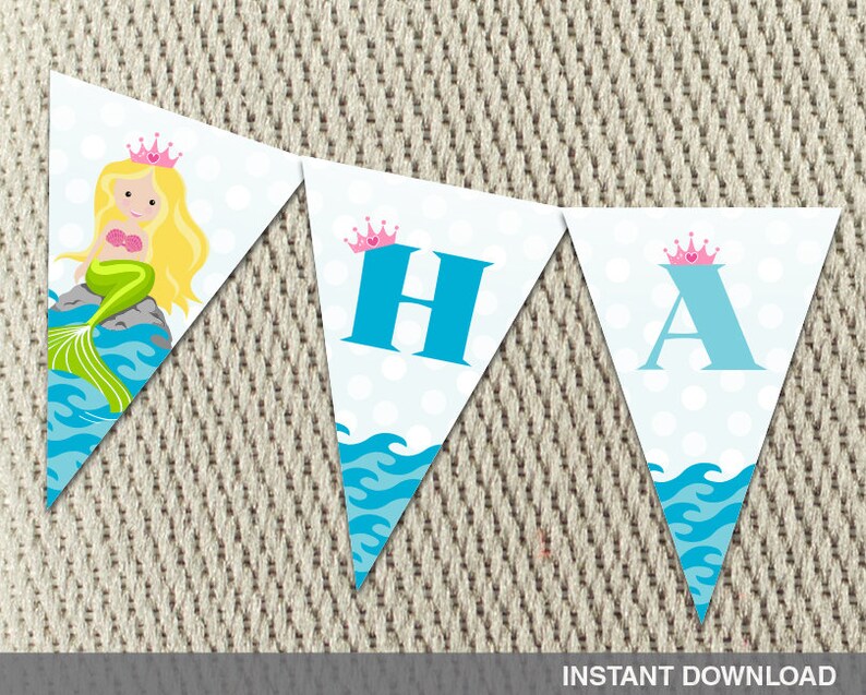 Pennant Banner Mermaid Make a Splash Under the Sea - Etsy