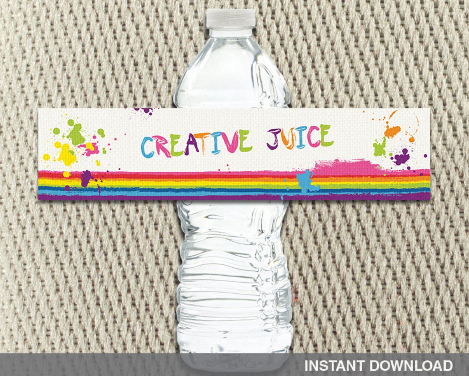 Water Bottle Labels Art Party Paint Splatter Rainbow - Etsy
