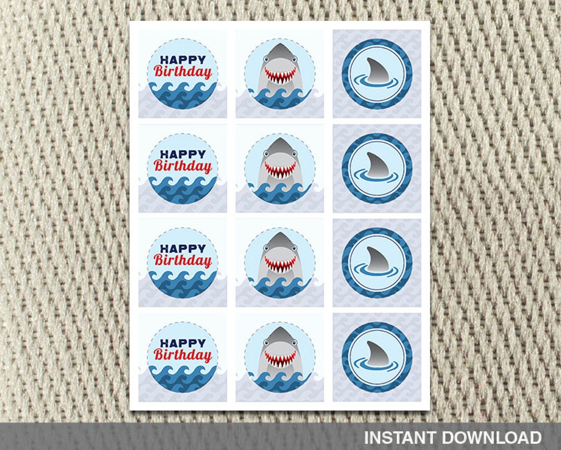 Favor Tags Stickers Shark Take a Bite Summer BBQ Party - Etsy
