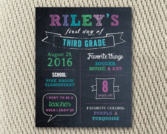 Purple Passion First Day of School Chalkboard Sign: 8x10 | Etsy