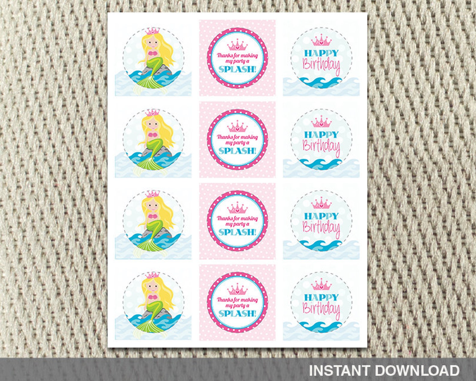 Favor Tags Stickers Mermaid Birthday Under the Sea | Etsy