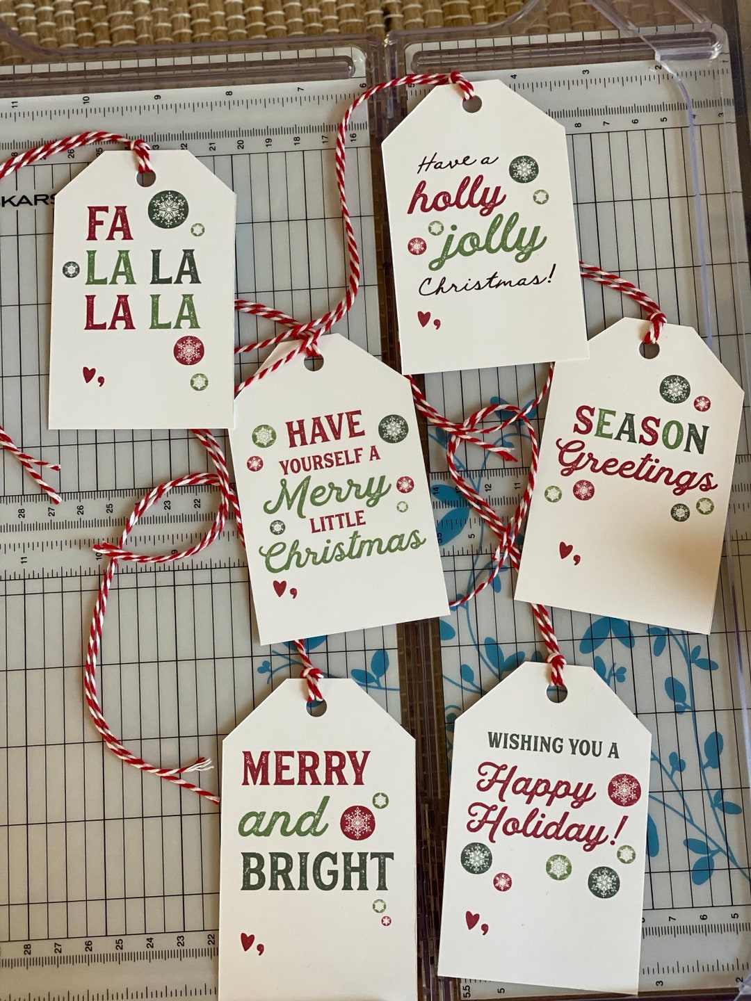 Gift - Wine Tags - Classic - Holiday - Fa La La - Holly Jolly - Merry ...
