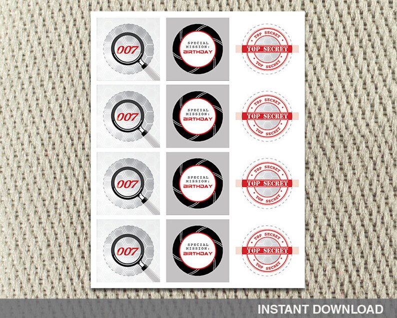 Favor Tags Stickers Secret Agent Spy Mission Impossible - Etsy Singapore