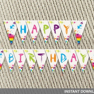 Pennant Banner - Art Party - Paint - Splatter - Rainbow - Happy ...